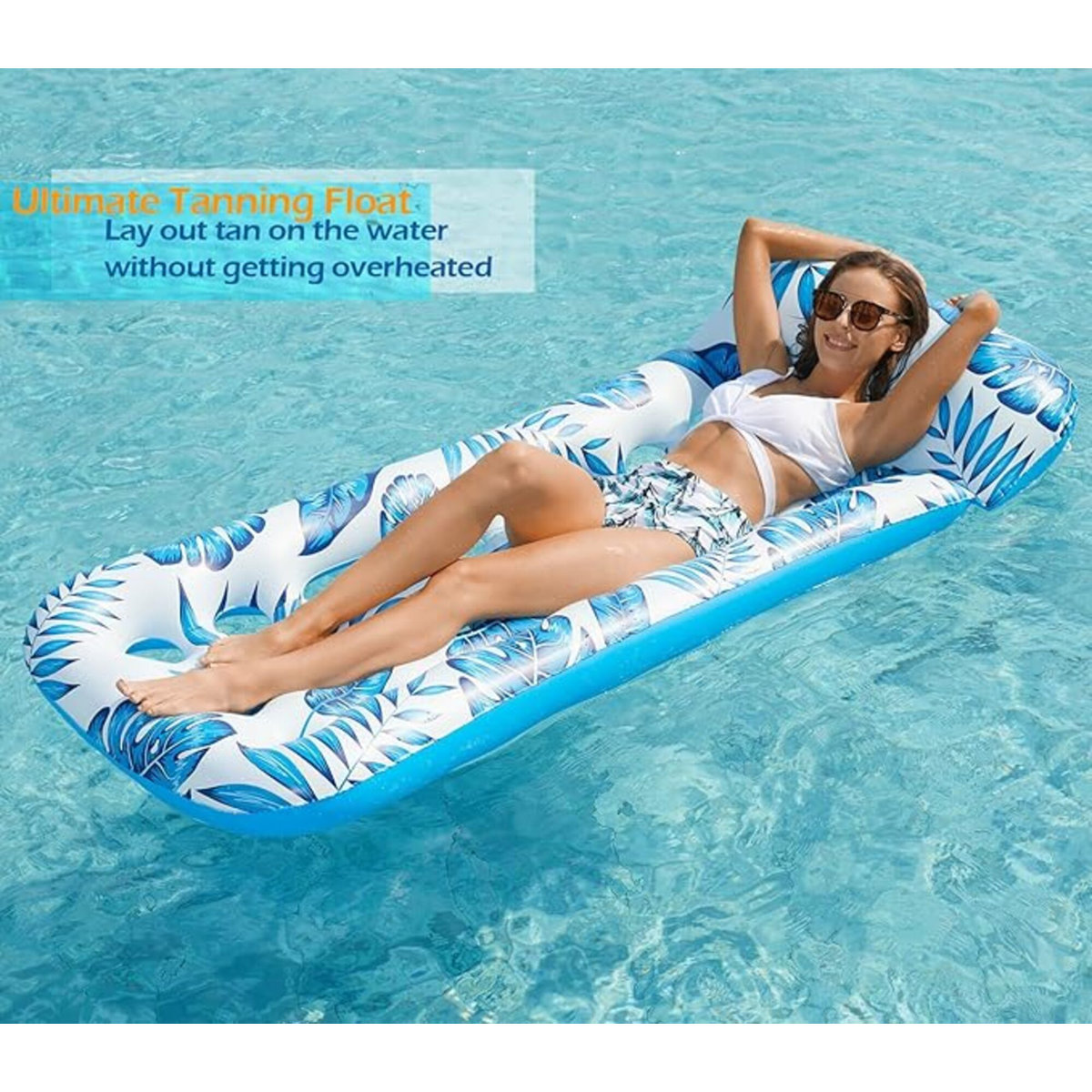 HHA Inflatable Pool Float Lounge - 2 Pack Floaties Rafts For Adults Floating Lounger Sun Tanning ...